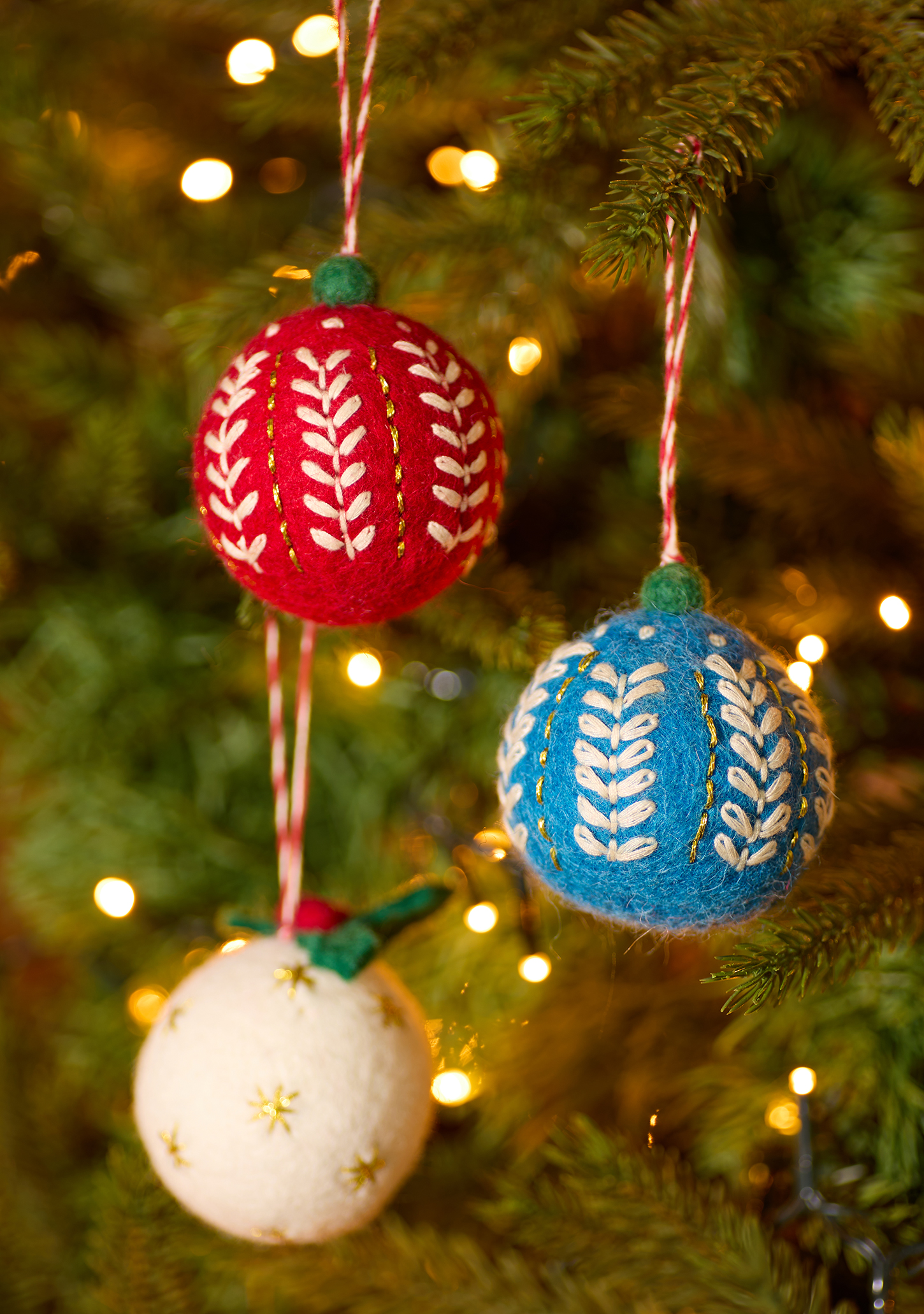Embroidered Felt Christmas Baubles | Christmas Decorations | Home ...